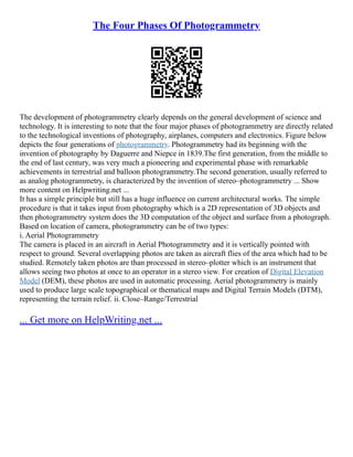 The Four Phases Of Photogrammetry | PDF