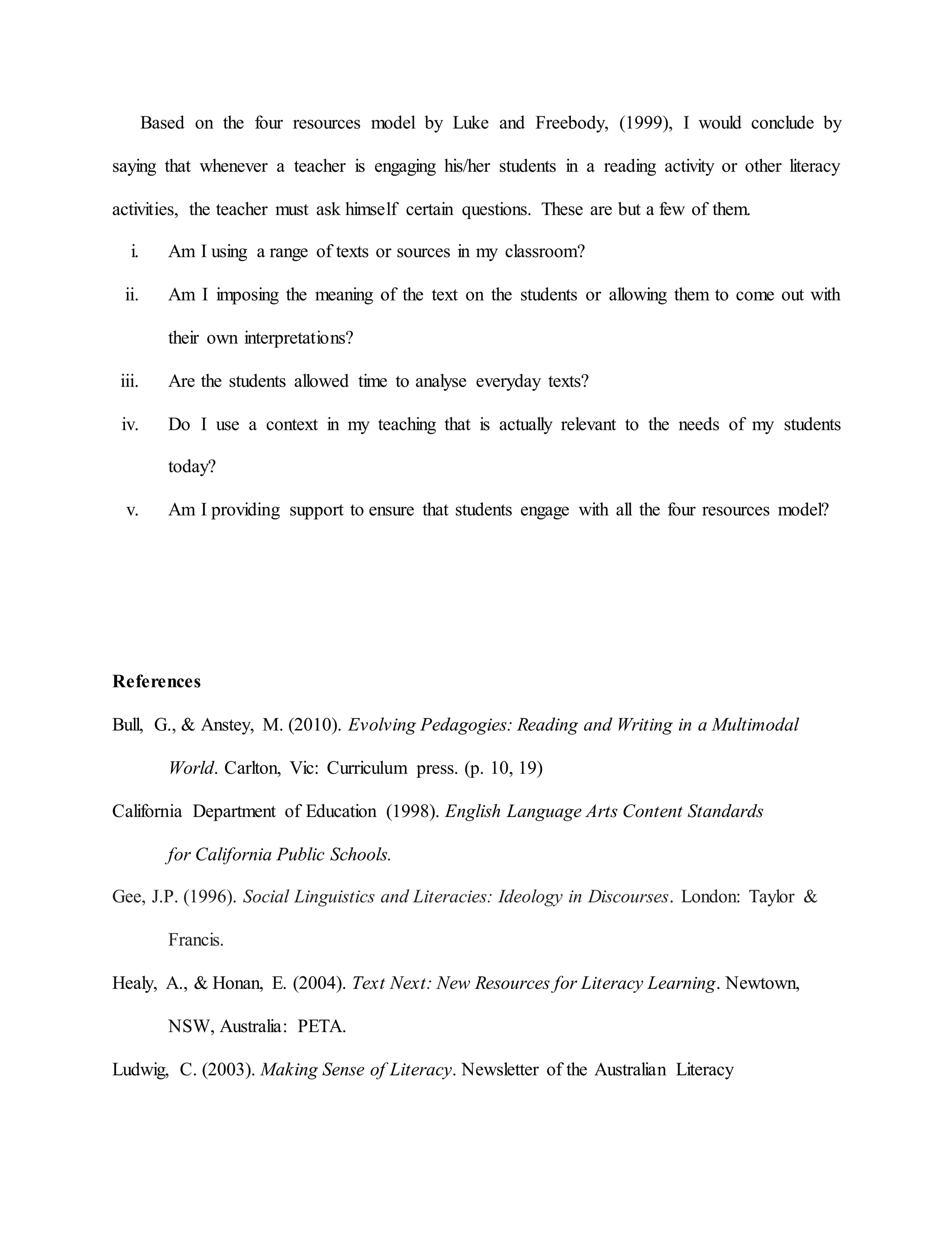 The four resources model | DOCX