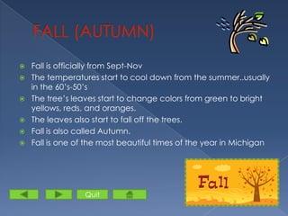 The Four Seasons Of Michigan | PPTX | Weather | Science