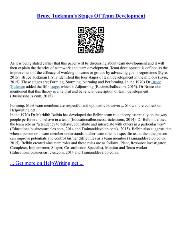 The Four Stages Of Team Development | PDF