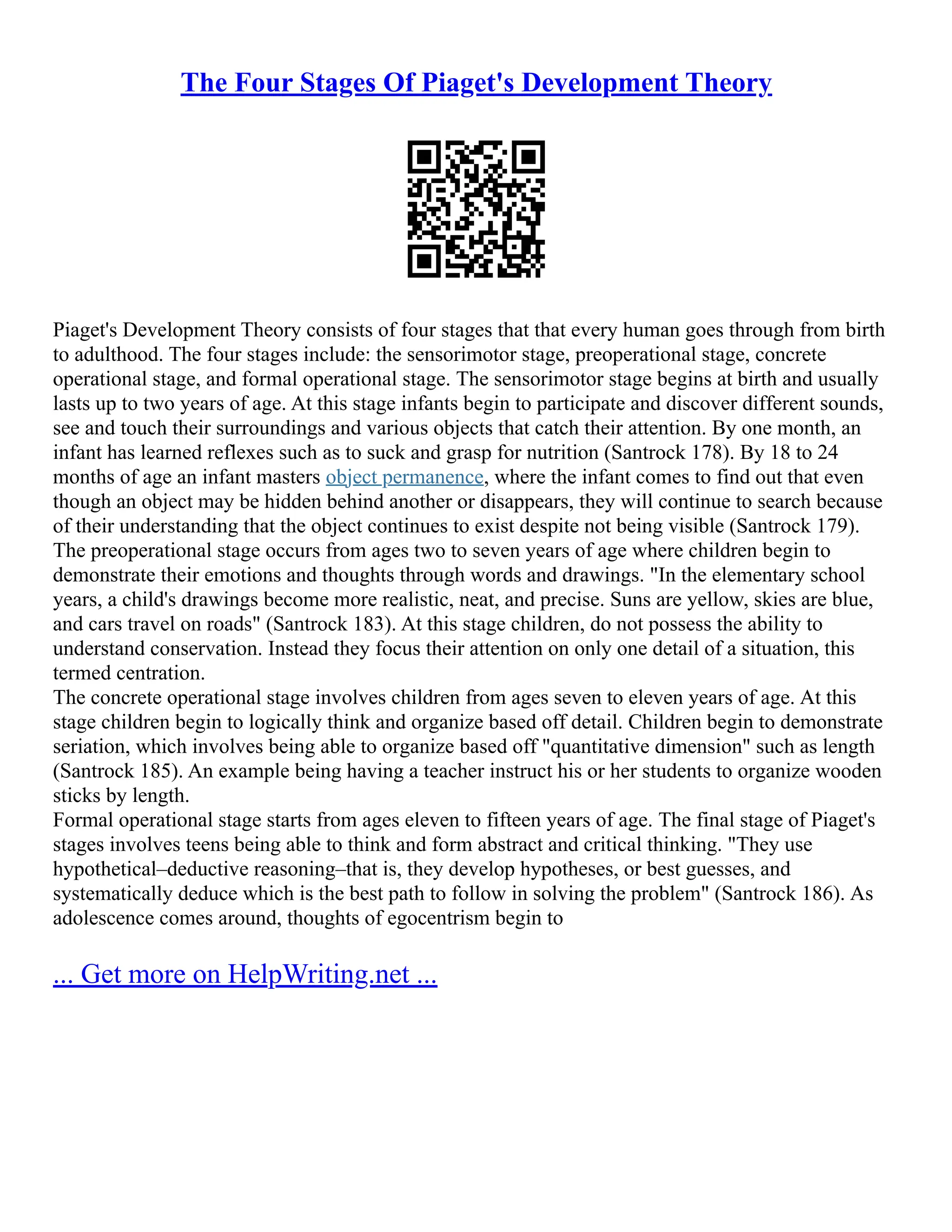 The Four Stages Of The Four Theories Of Human Development | PDF ...