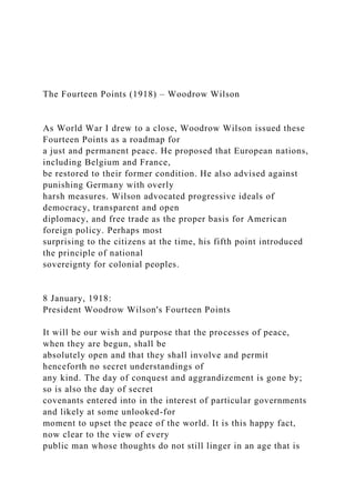 The Fourteen Points (1918) – Woodrow Wilson As World War.docx