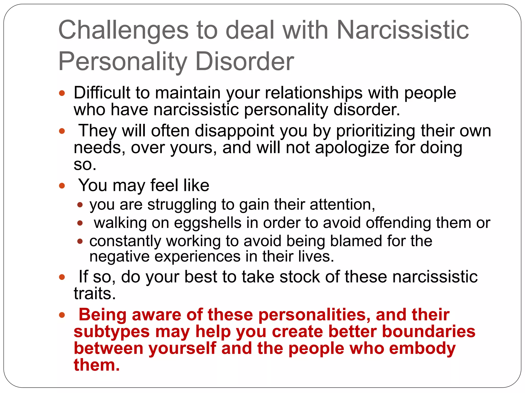 The four types of narcissist, how to | PPTX