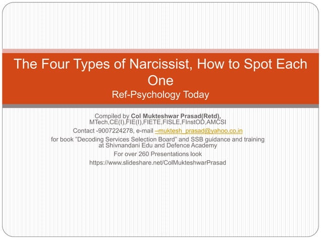 The four types of narcissist, how to | PPTX