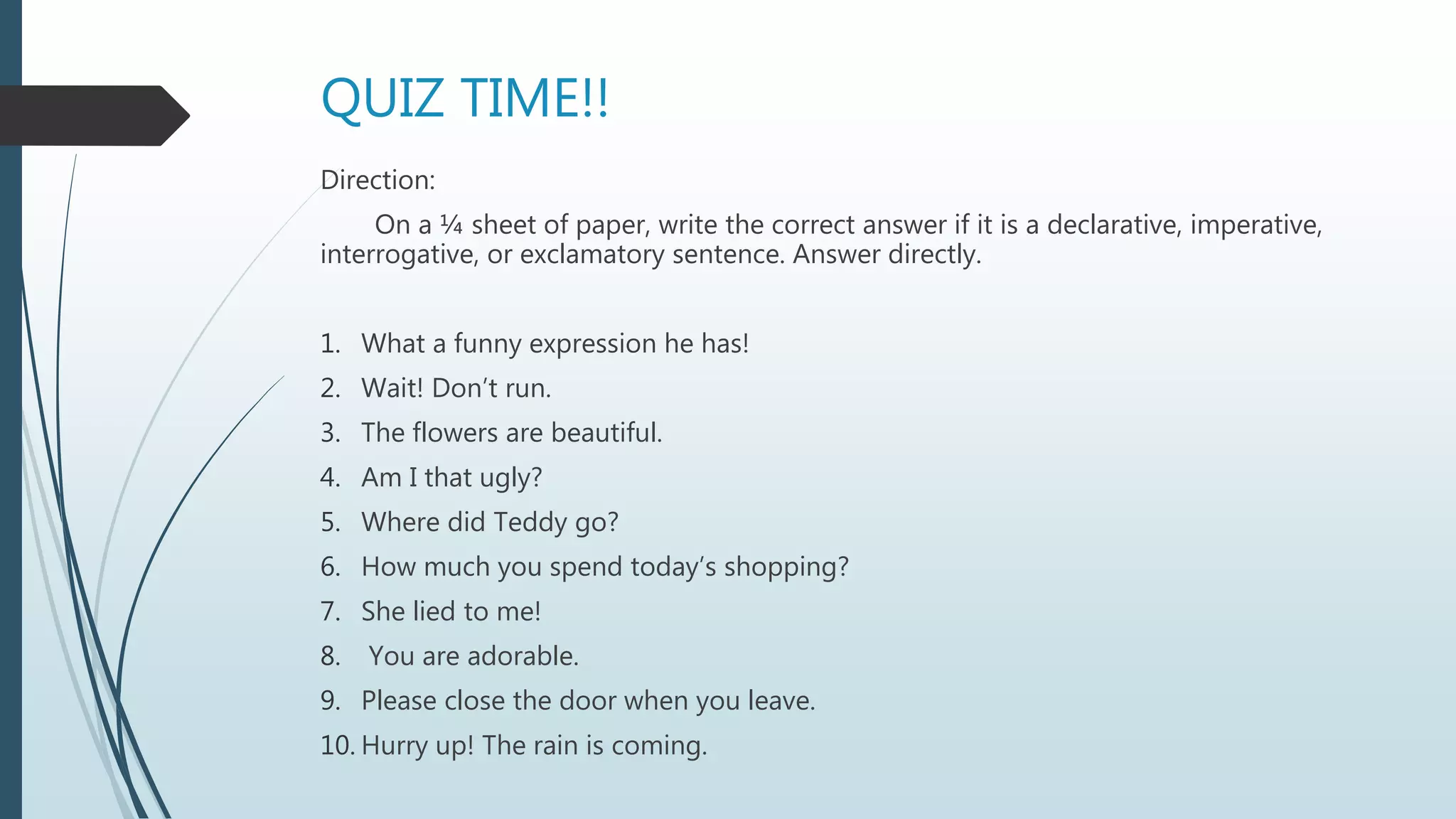 The Four Types of Sentences | PPTX