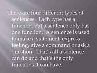 The four types of sentences and their purpose | PPT