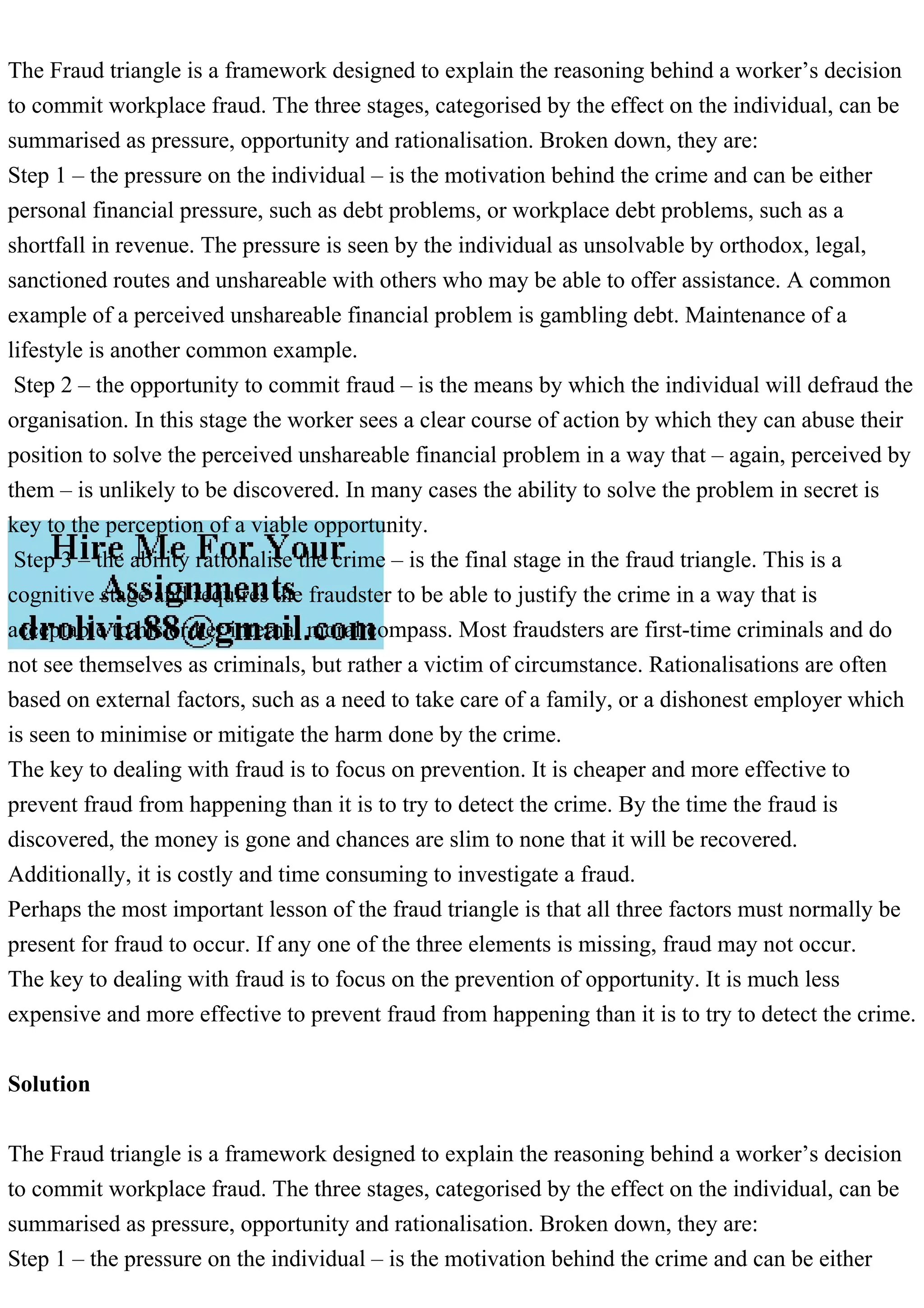 The Fraud triangle is a framework designed to explain the reasoning .pdf