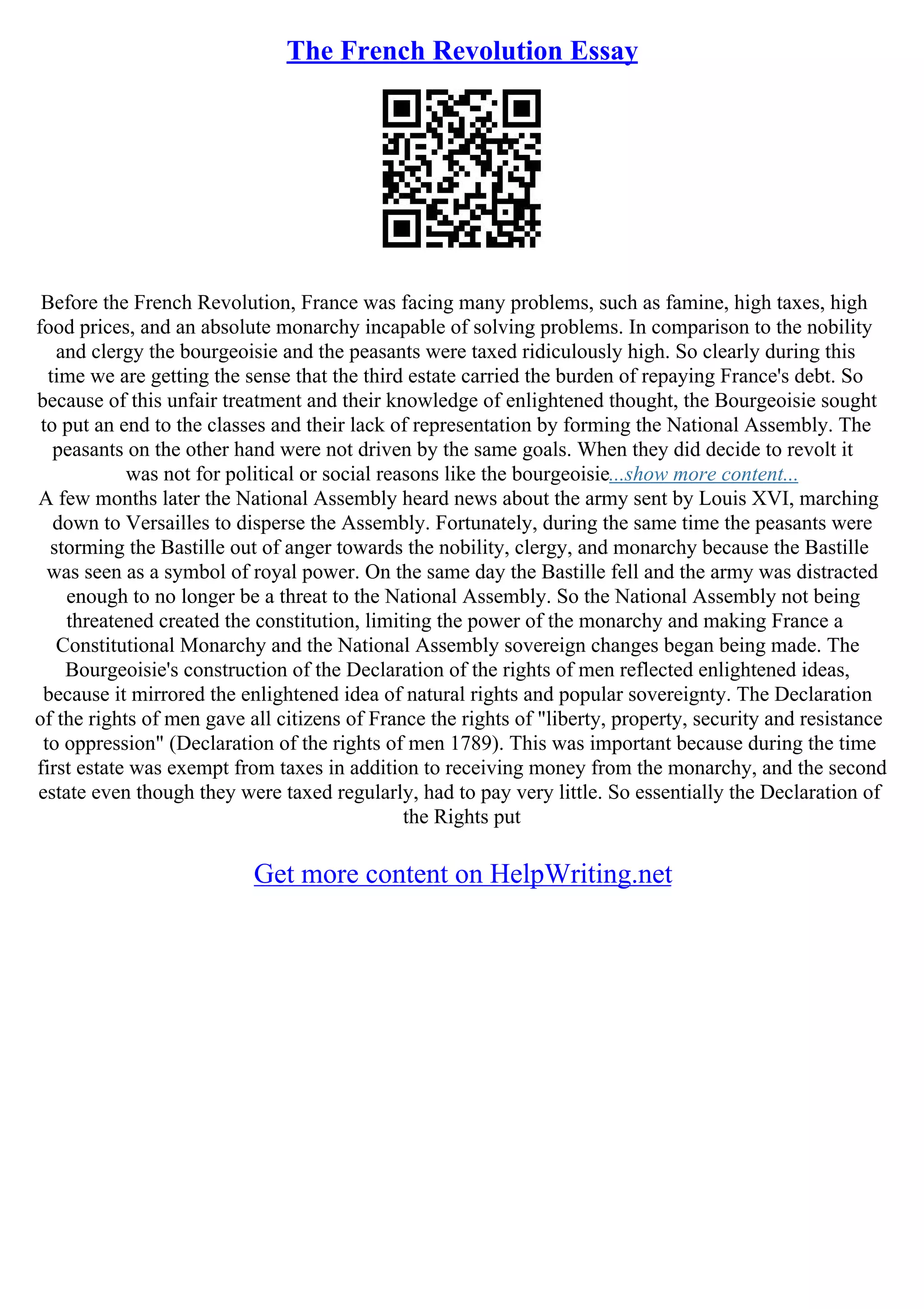 The French Revolution Essay | PDF