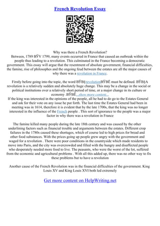 The French Revolution Essay | PDF
