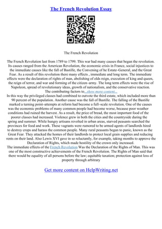The French Revolution Essay | PDF