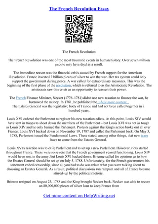 The French Revolution Essay | PDF