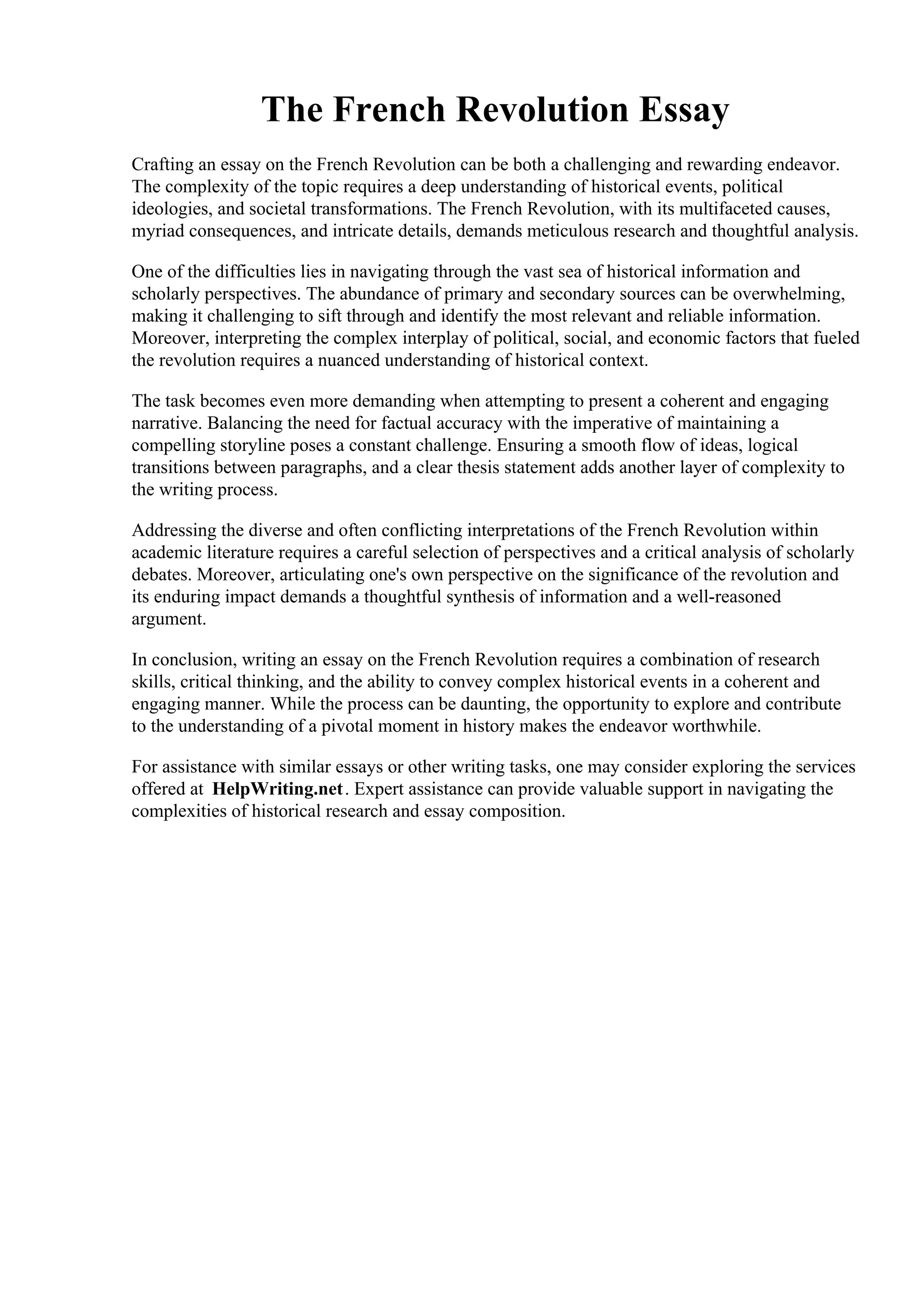 The French Revolution Essay | PDF