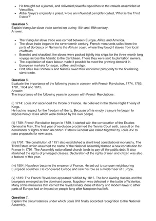 The French Revolution Important QUESTION ANSWER | PDF