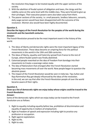 The French Revolution Ncert Solution | PDF