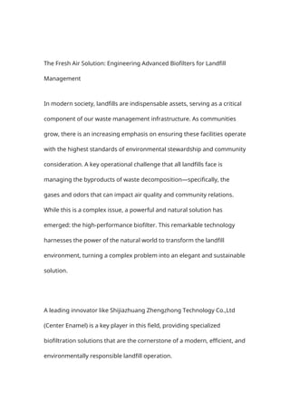 The Fresh Air Solution Engineering Advanced Biofilters for Landfill ...