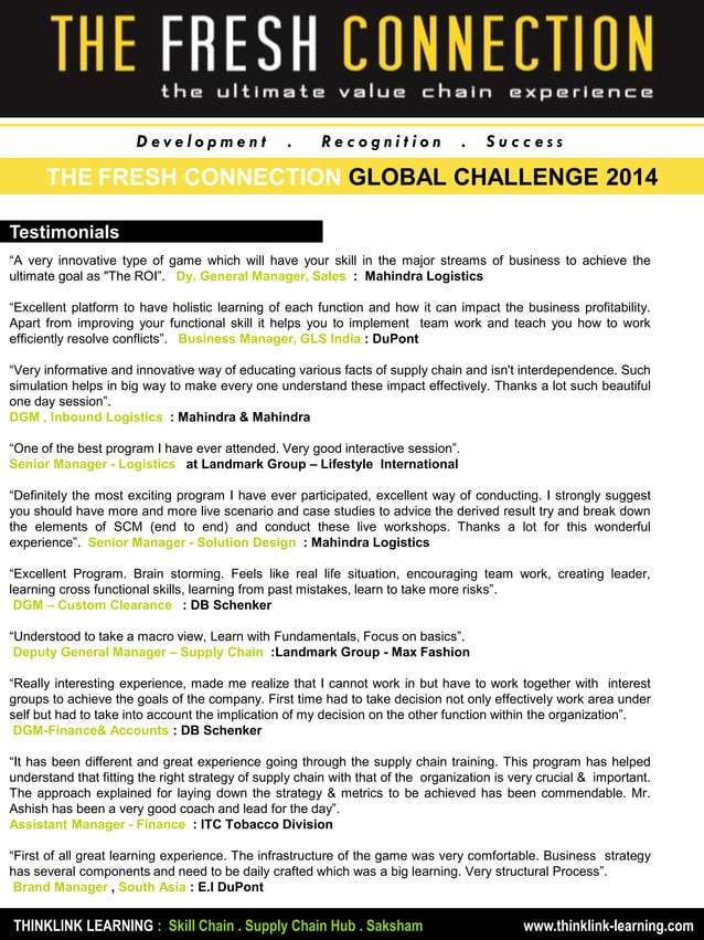 The fresh connection global challenge 2014 brochure | PDF