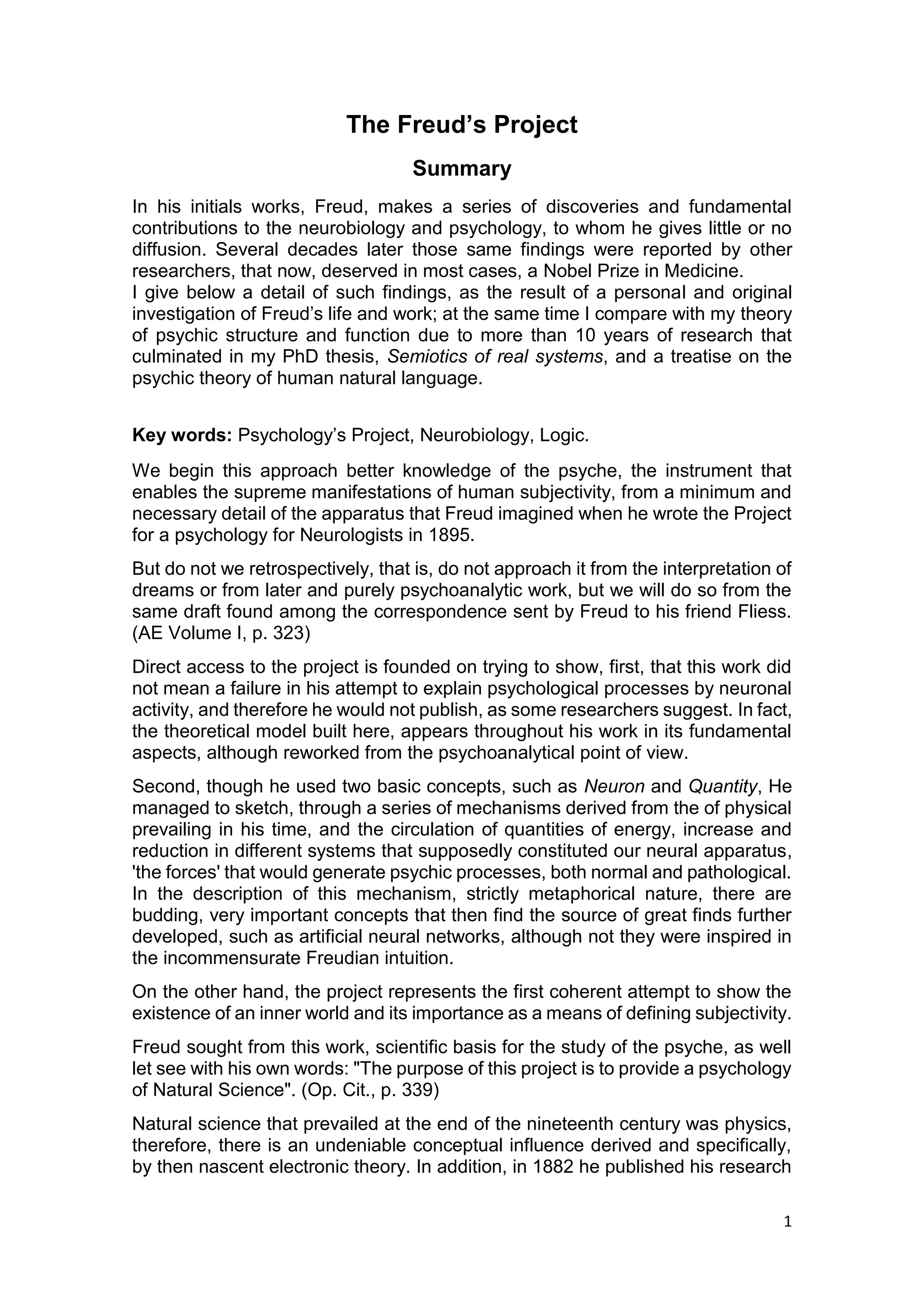 The freud's project | PDF