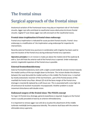 The frontal sinus(osteoma, inverted papilloma, fibrous dysplasia) | DOC ...