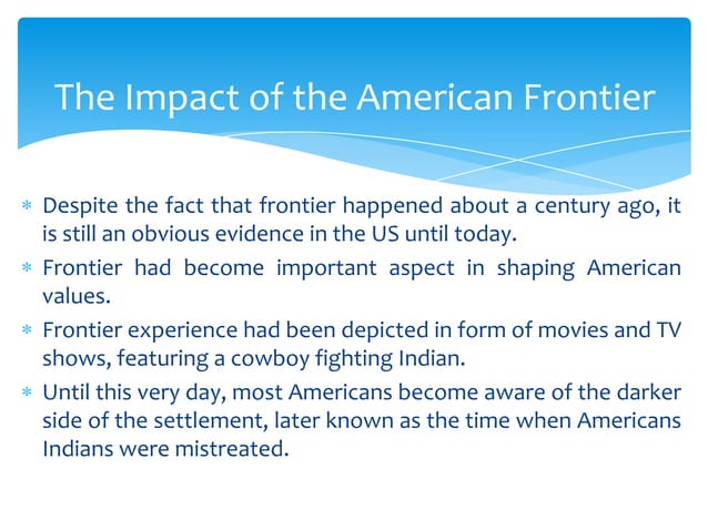 American Studies - The Frontier Heritage | PPTX