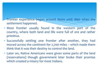 American Studies - The Frontier Heritage | PPTX
