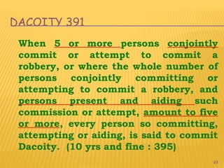 Theft, Extortion, robbery, Dacoity, Comparison under ipc | PPTX