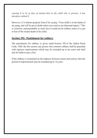 Assignment On Theft & Robbery | PDF