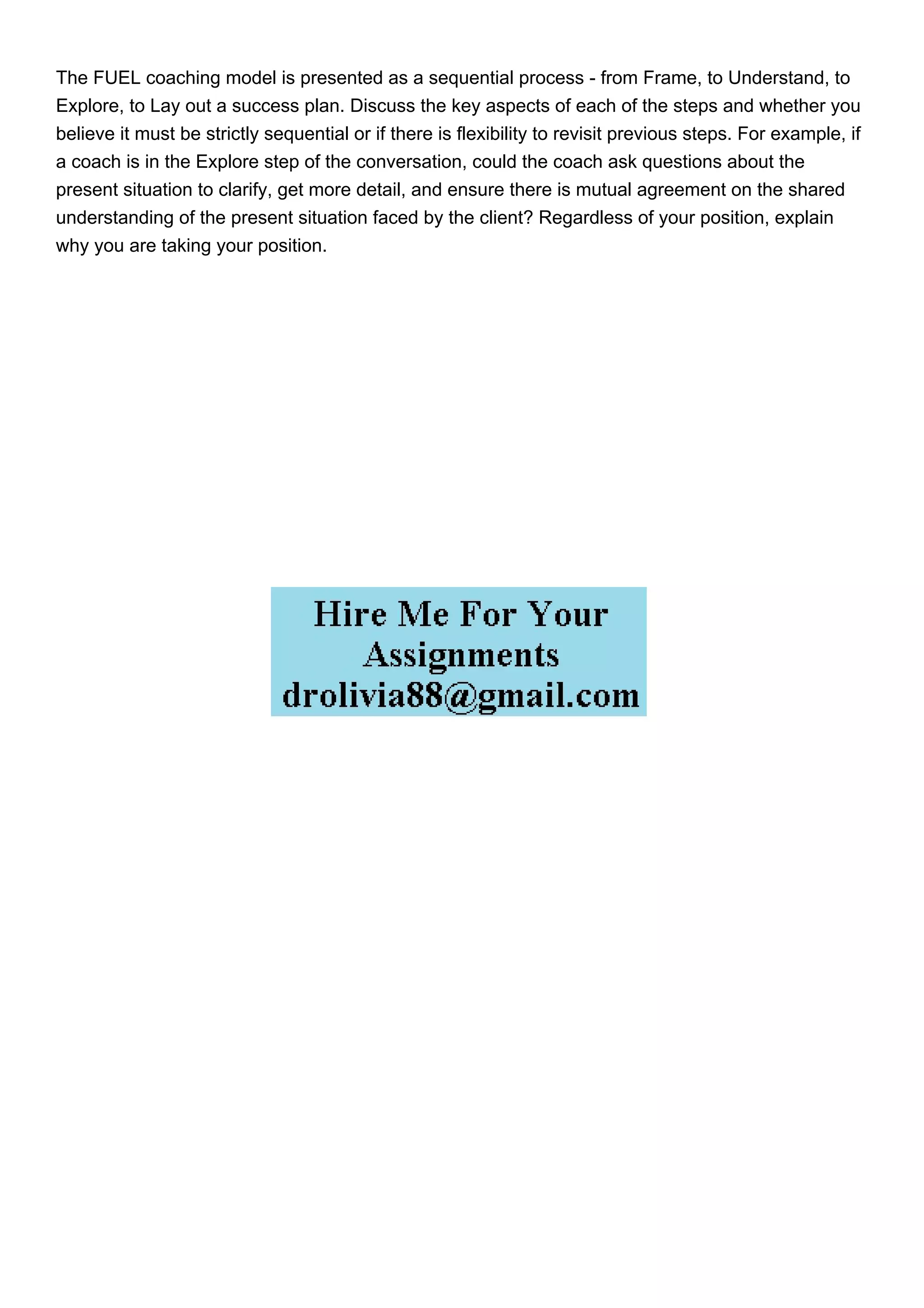 The FUEL coaching model is presented as a sequential process.pdf