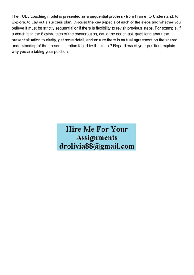 The FUEL coaching model is presented as a sequential process.pdf