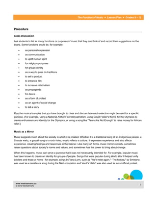 The Function of Music in Society-Media Smarts | PDF | Children\'s Music ...