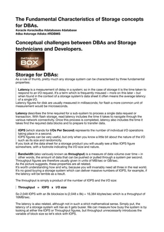 The Fundamental Characteristics of Storage concepts for DBAs | PDF