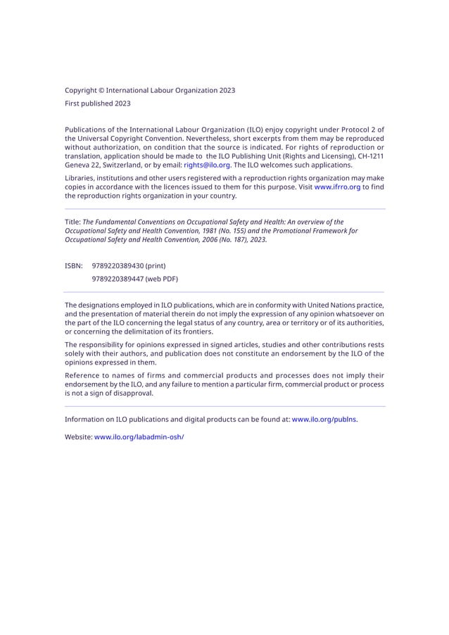 The fundamental conventions on occupational safety and health - ILO | PDF
