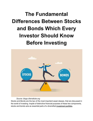 The Fundamental Differences Between Stocks and Bonds Which Every Investor Should Know Before ...