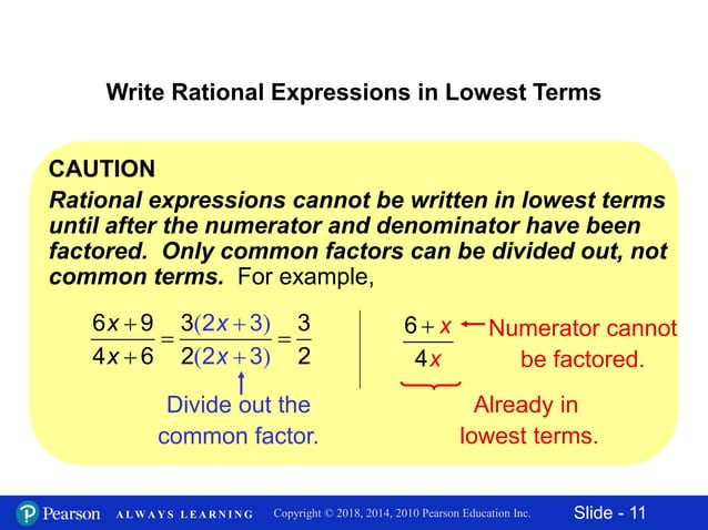 Section 14.1 The fundamental property of rational expressions | PPT