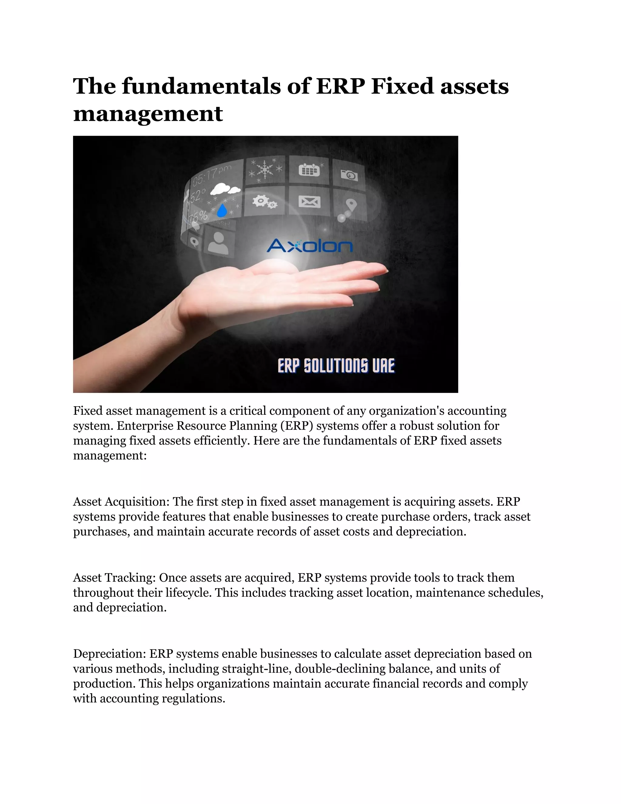The fundamentals of ERP Fixed assets management.pdf | Business ...