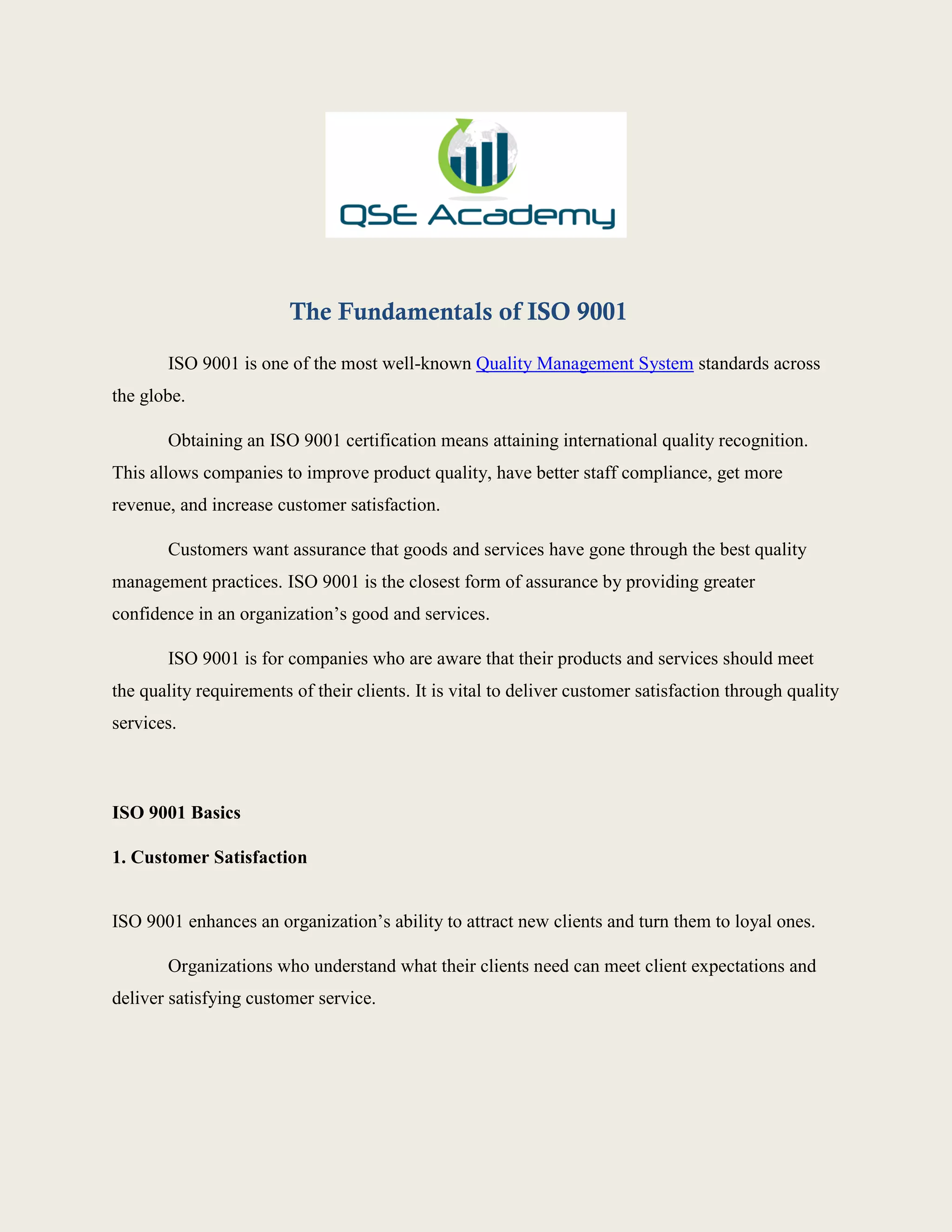 The fundamentals of iso 9001 | PDF | Business Administration | Business