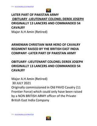 The funeral of armenian christian war hero colonel derek joseph | PDF