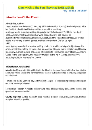 The Fun They Had Answers-NCERT-Beehive-Class 9.docx