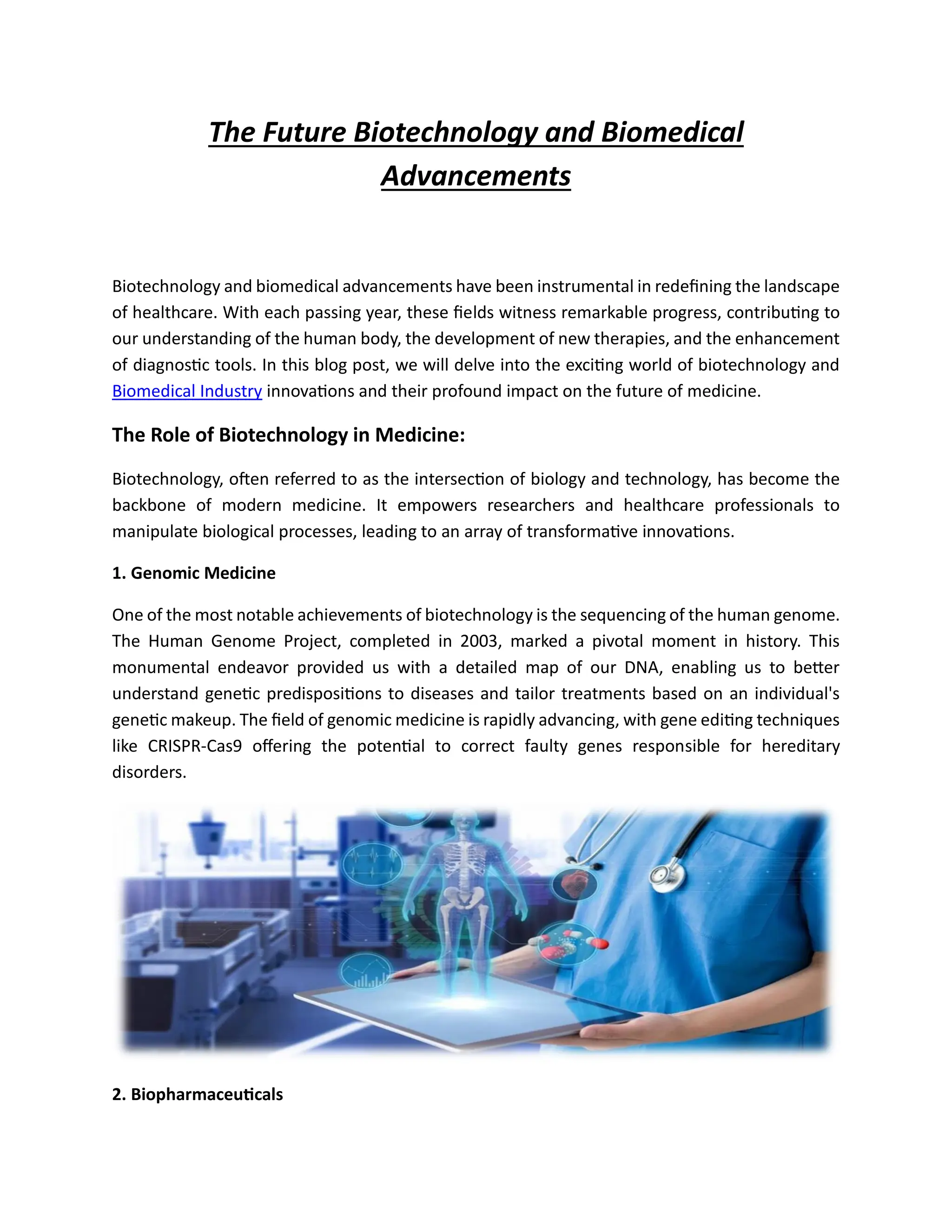The Future Biotechnology and Biomedical Advancements | PDF | Biotech ...