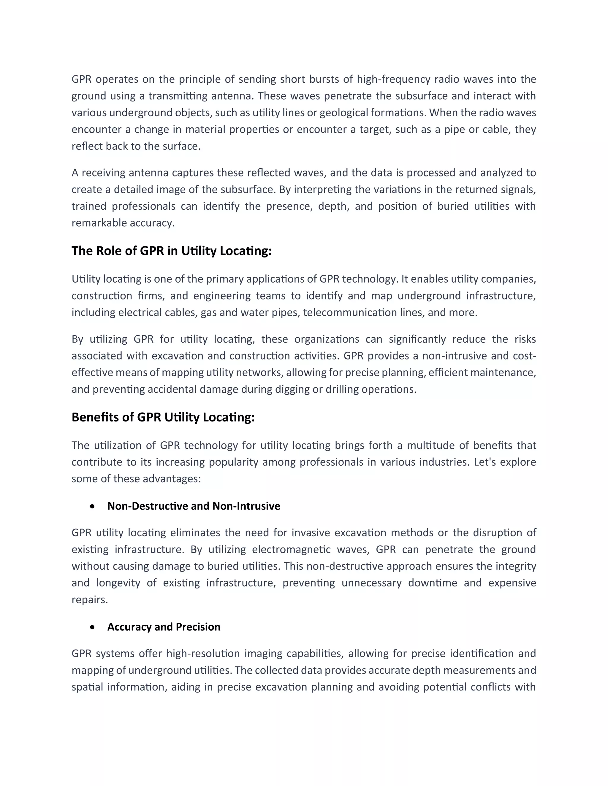 The Future is Underground GPR Utility Locating and The Path Ahead | PDF