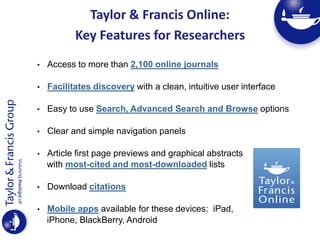 Taylor & Francis: The Future Landscape of Taylor & Francis Online ...