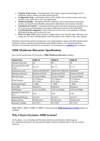 MBR Membrane Bioreactor | Cost-Effective Biological Reactor | PDF