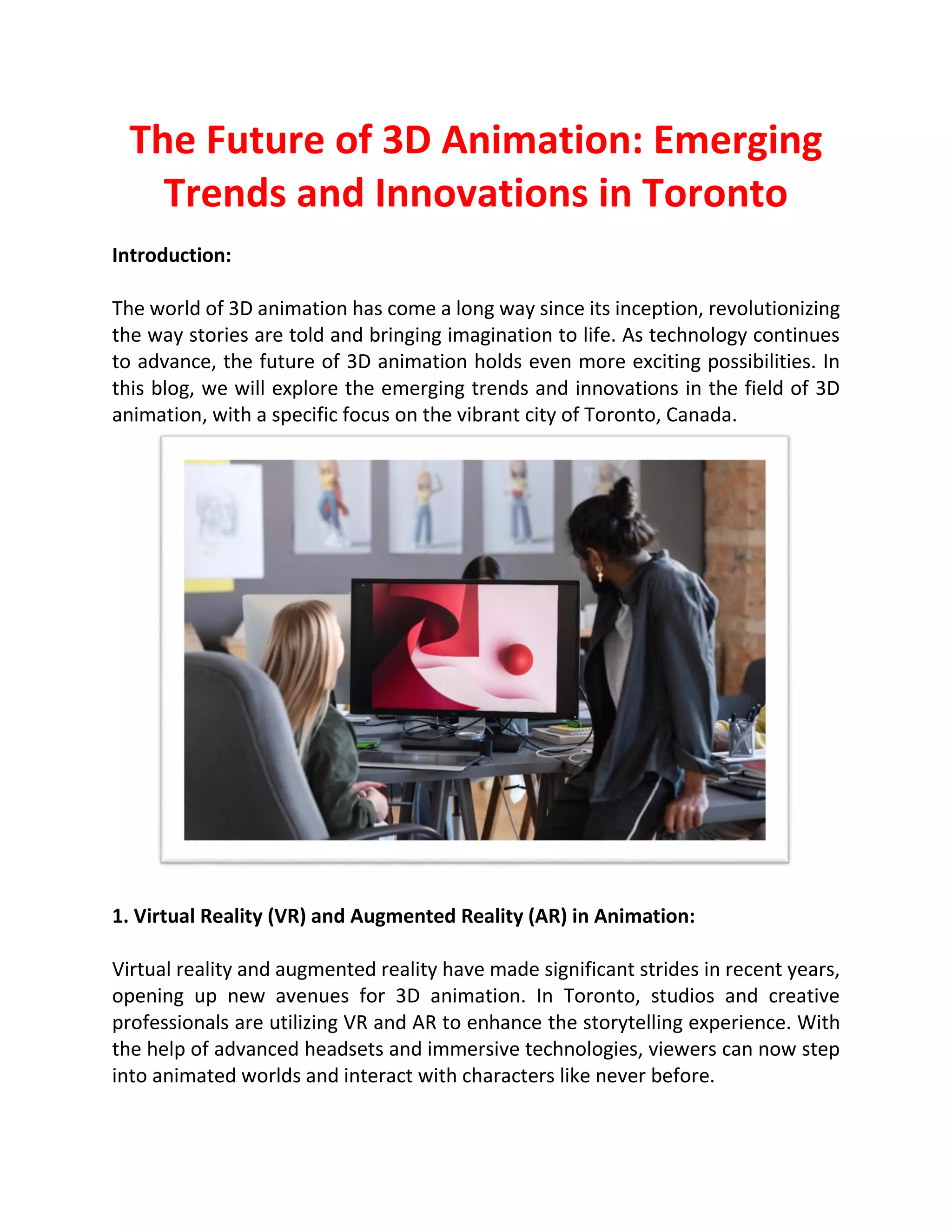 The Future of 3D Animation: Emerging Trends and Innovations in Toronto ...