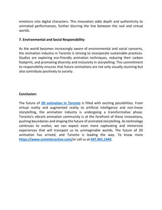 The Future of 3D Animation: Emerging Trends and Innovations in Toronto ...