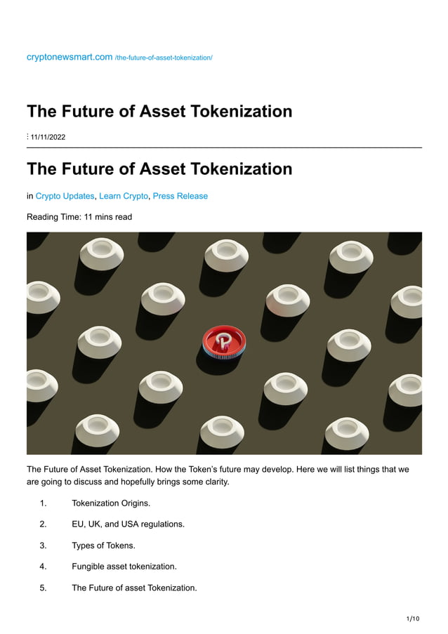 The Future of Asset Tokenization | PDF