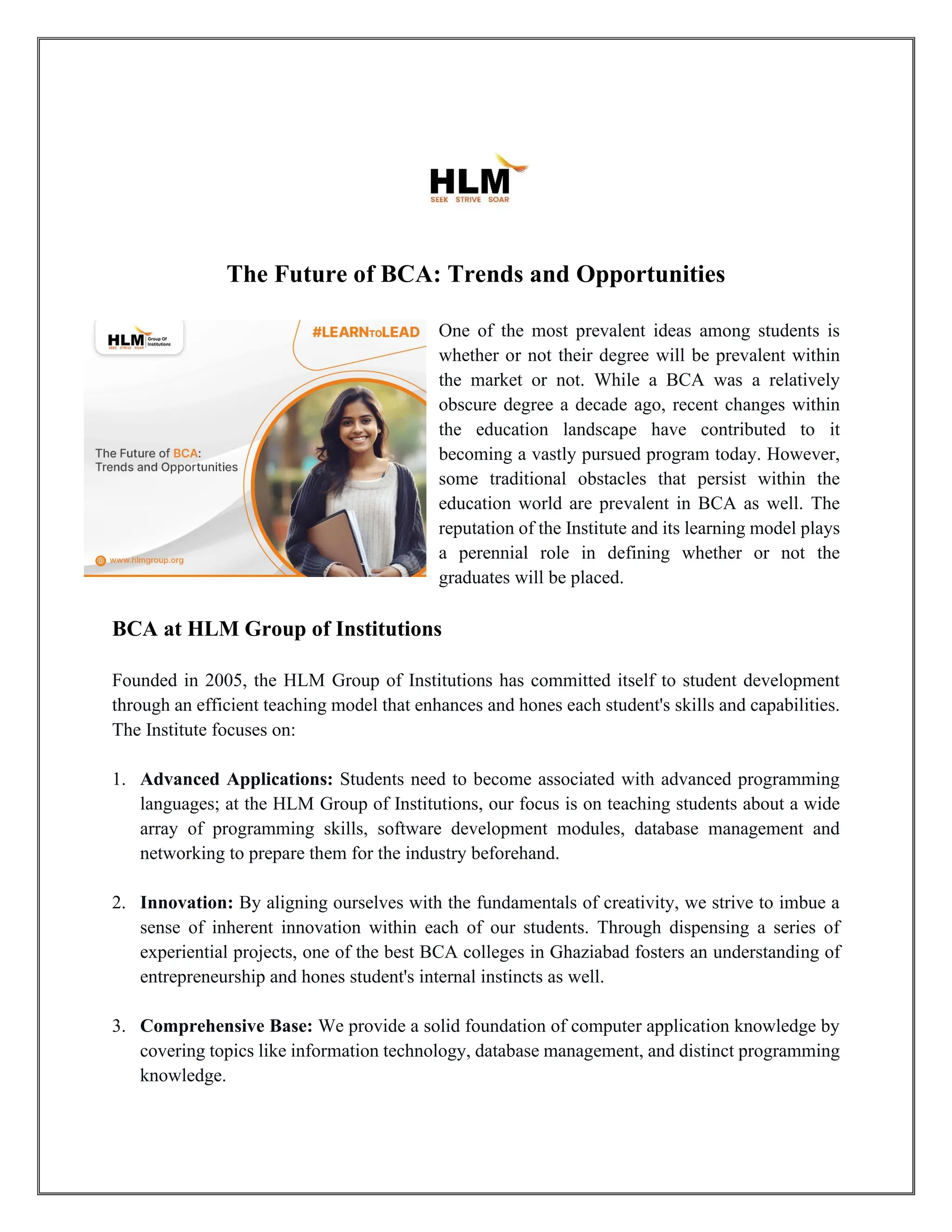 The Future of BCA: Trends and Opportunities | PDF