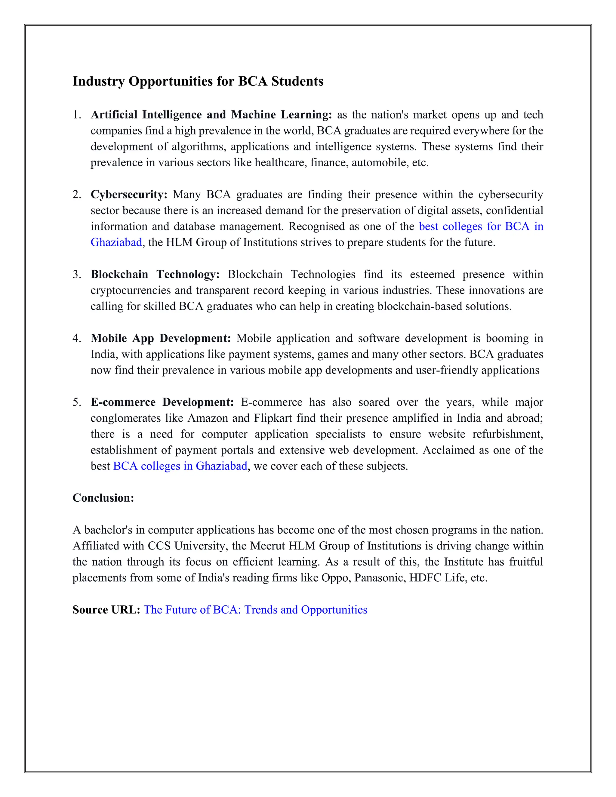 The Future of BCA: Trends and Opportunities | PDF