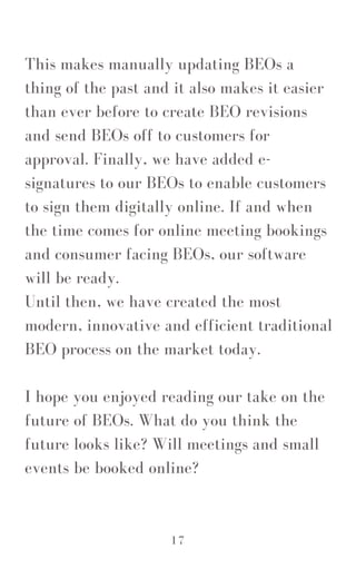 The Future of Banquet Event Orders (BEOs) | PDF