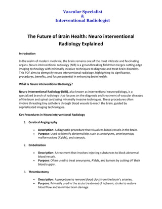 The Future of Brain Health Neuro interventional Radiology Explained ...
