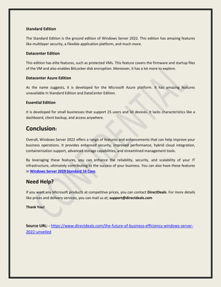 The Future of Business Efficiency: Windows Server 2022 Unveiled | PDF