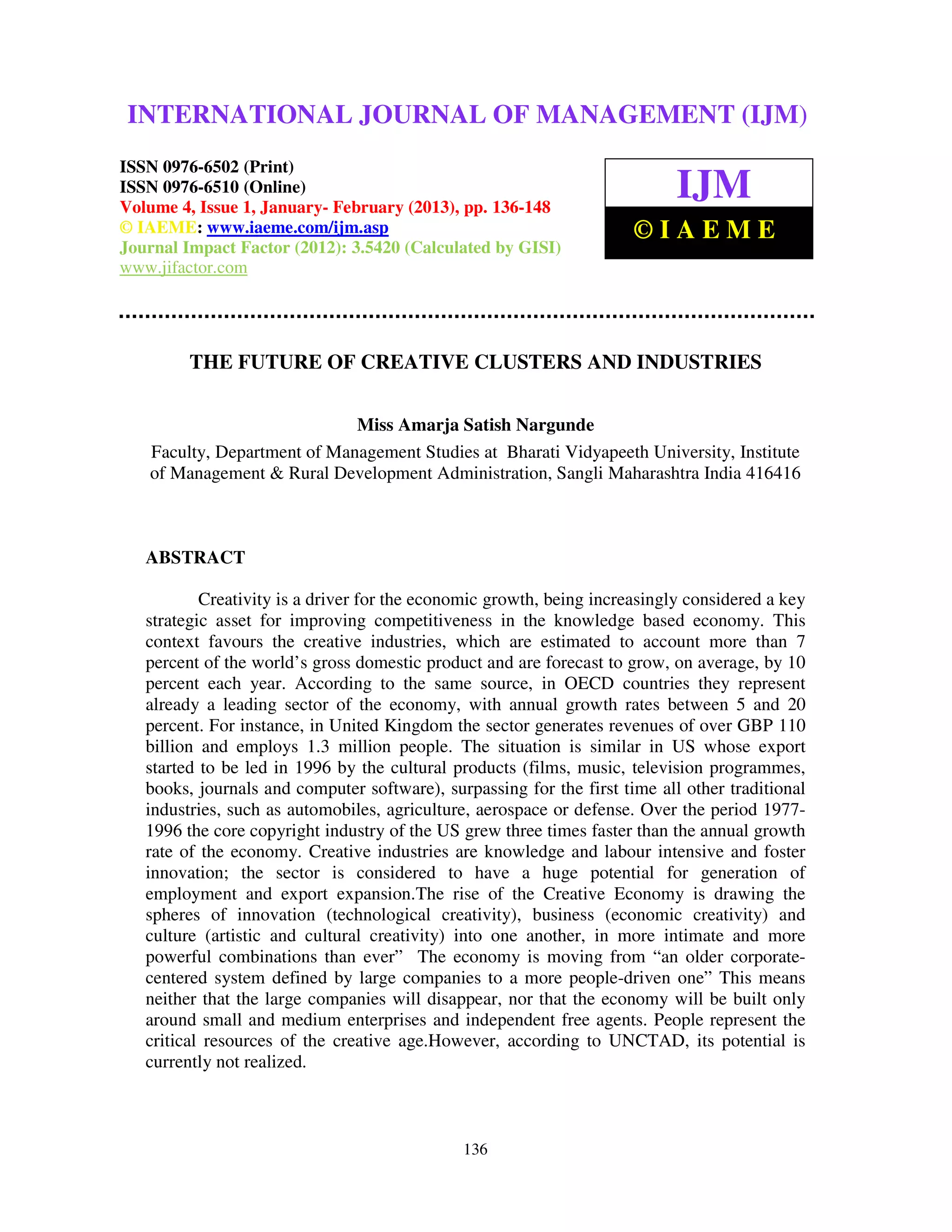 The future of creative clusters and industries | PDF